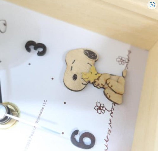 Peanuts Snoopy & Woodstock Wooden Desk Clock | SNPY ONLY