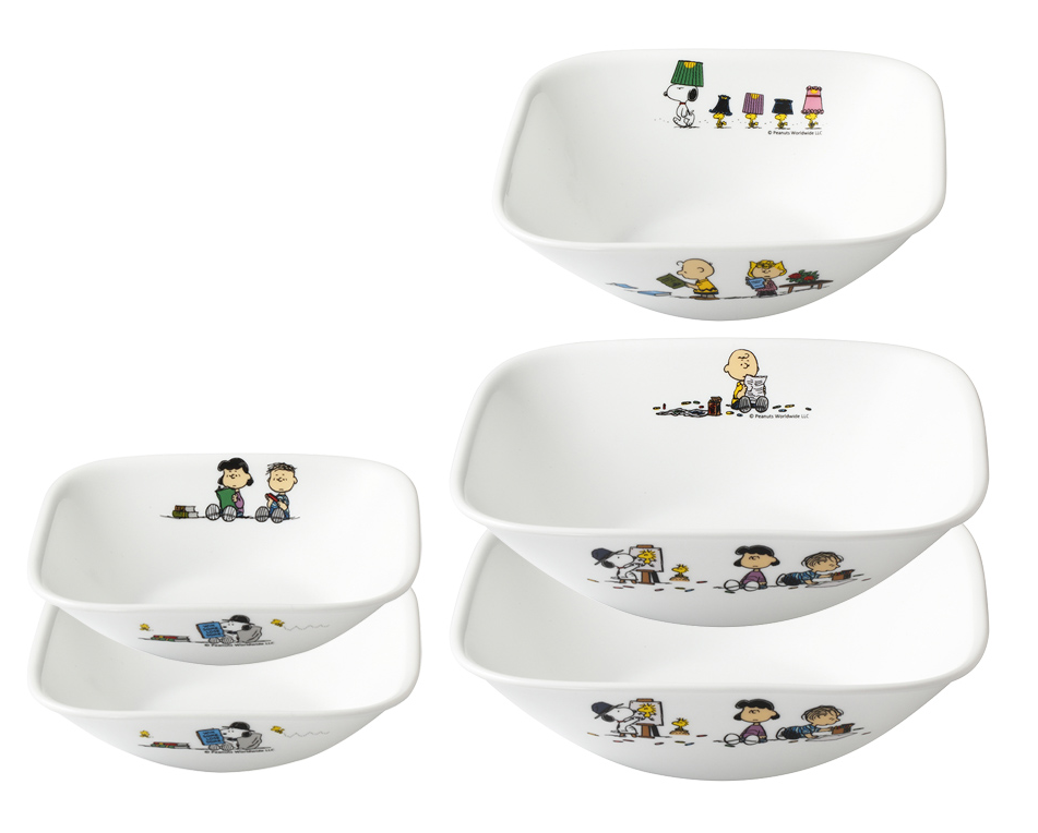 Corelle Peanuts 5 PC Square Bowl Set| SNPY ONLY