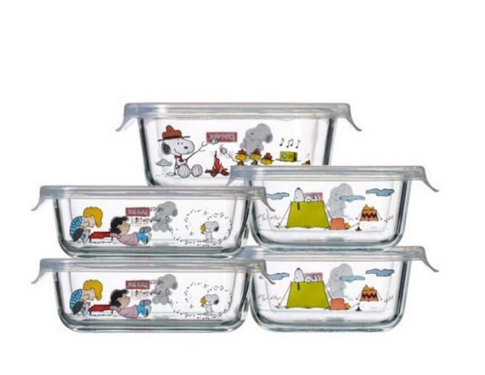 Peanuts Snoopy Pyrex 5PC Glass Food Storage Set | SNPY ONLY